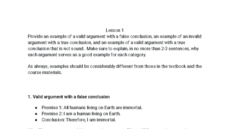 PHIL 210 - Lesson on Valid and Invalid Arguments with Examples - Studocu