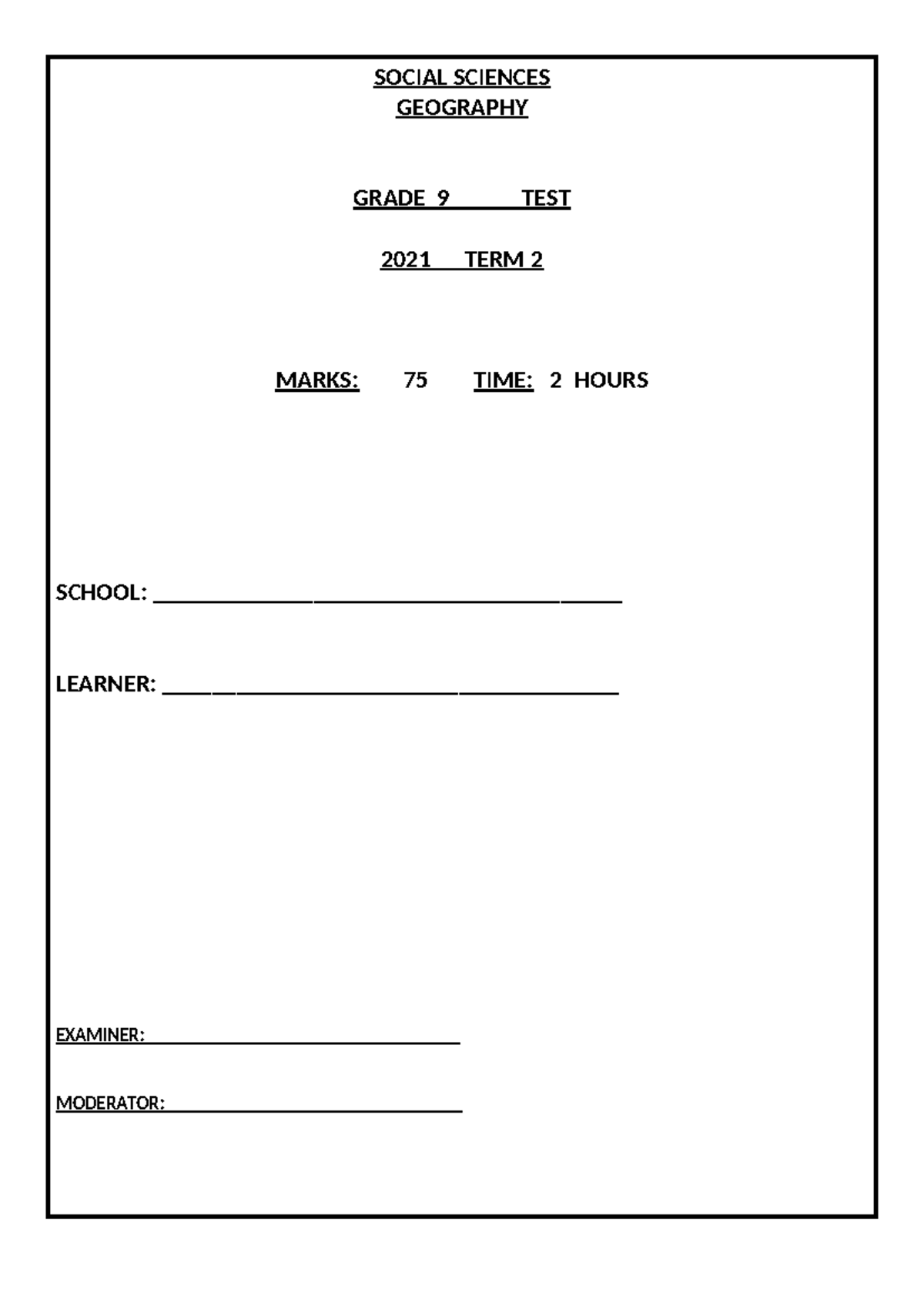 Covid-19 Impact on Social Sciences Geography Grade 9 T2 Test 2021 - Studocu