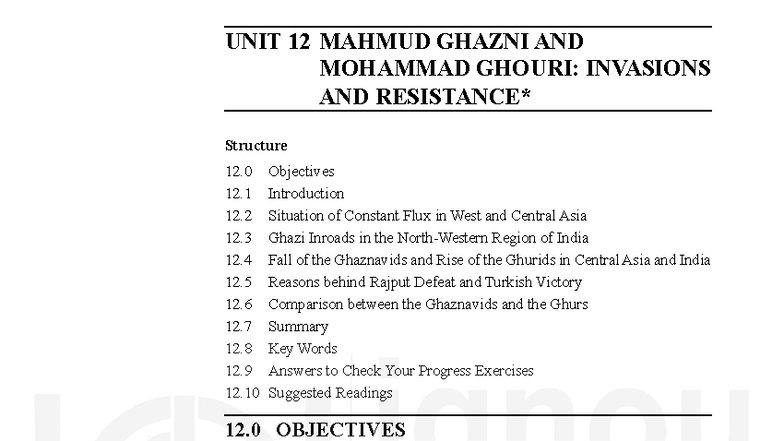 Unit 12: Mahmud Ghazni and Mohammad Ghouri - Invasions in India (C. 300 ...