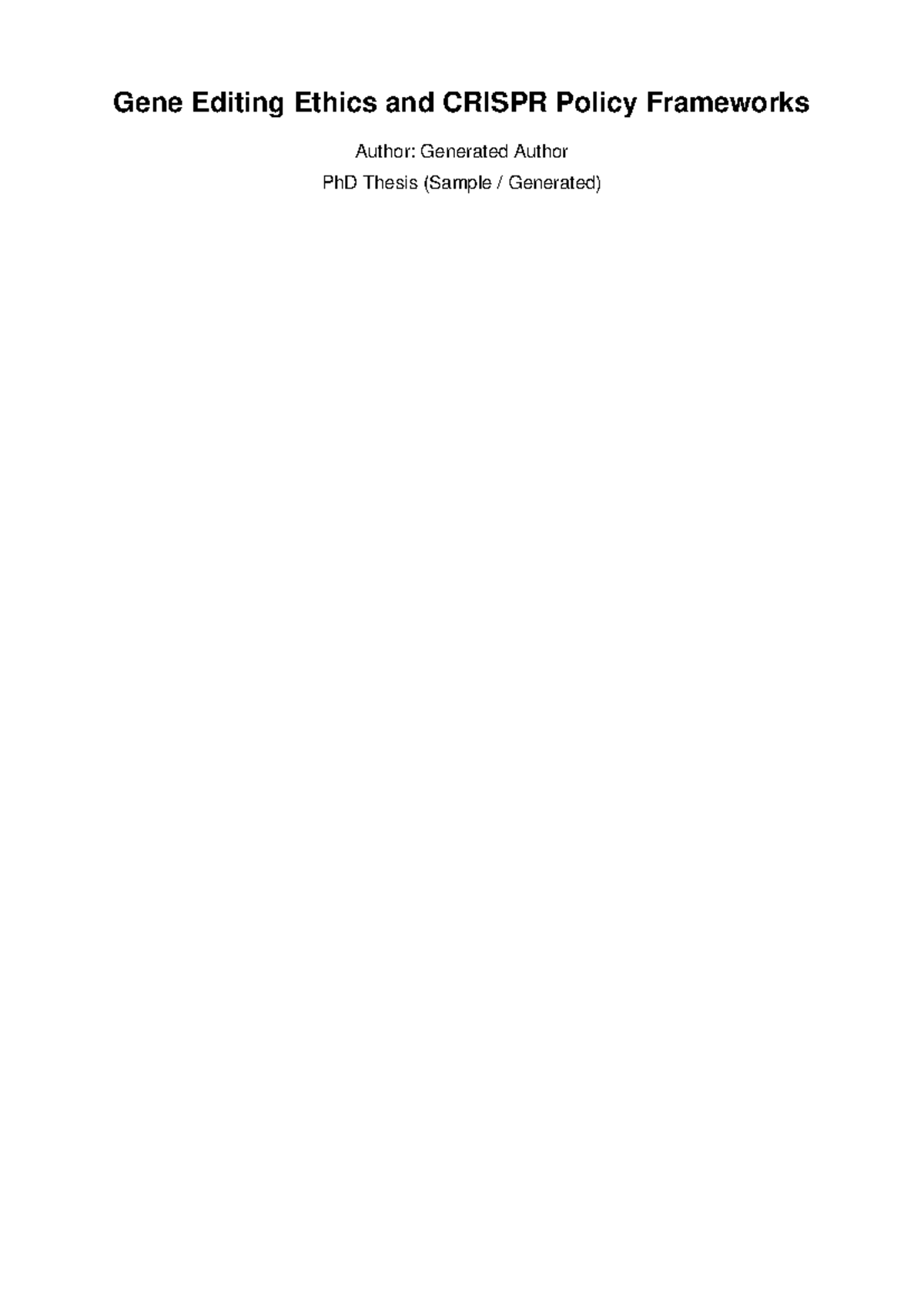 Gene Editing Ethics: CRISPR Policy Frameworks PhD Thesis - Studocu