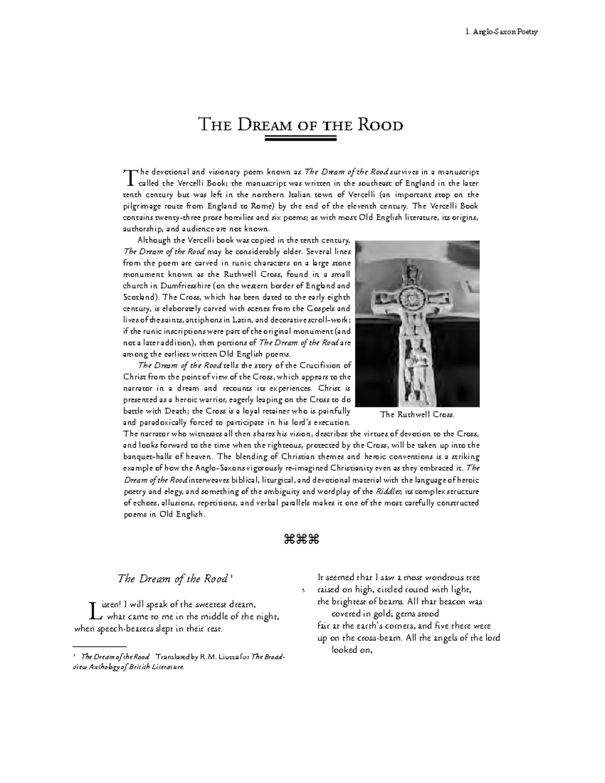 The Dream of the Rood: Insights and Analysis Worksheet - Studocu