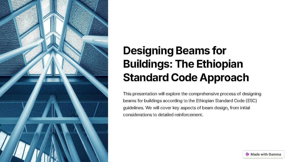 Designing Beams for Buildings: An Ethiopian Standard Code Guide - Studocu