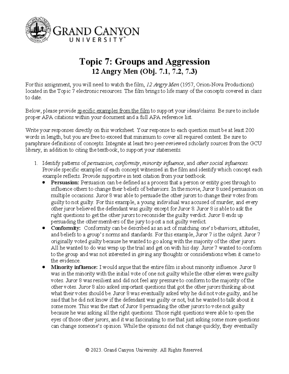Topic 7: Groups & Aggression in 12 Angry Men (Obj. 7.1, 7.2, 7.3 ...