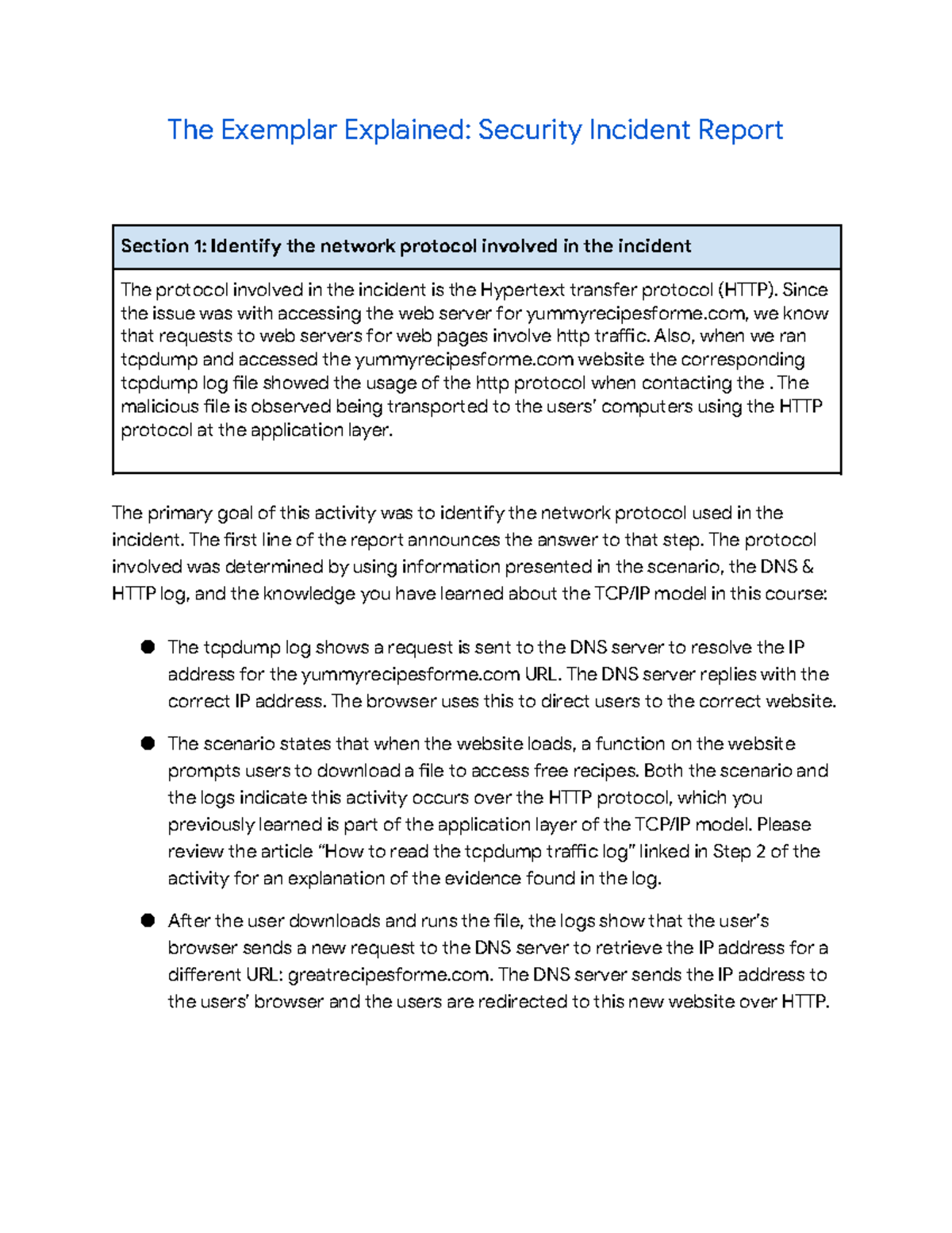 Security Incident Report Exemplar: Analyzing HTTP Protocol Breach - Studocu
