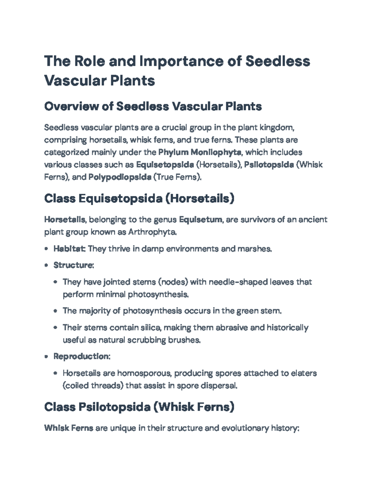 The Role and Importance of Seedless Vascular Plants (Botany 101) - The ...