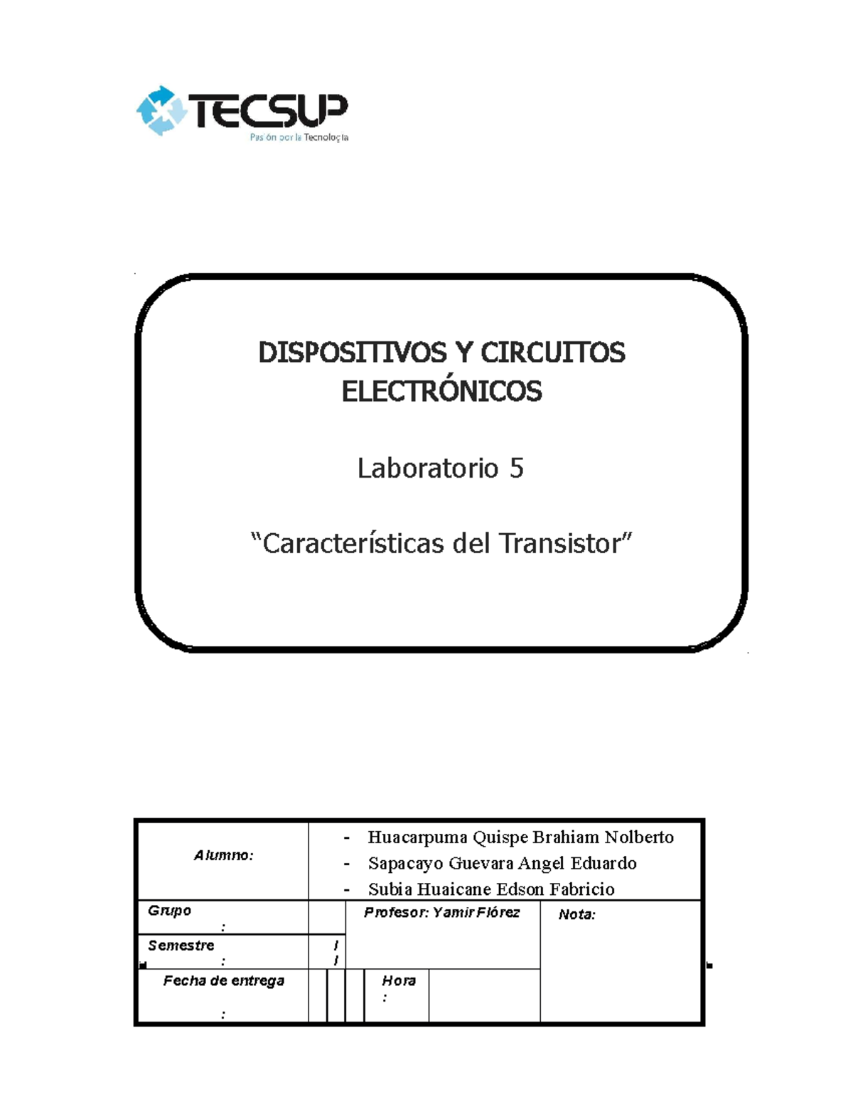 Lab 05 Características del Transistor BJT1-1 - DISPOSITIVOS Y CIRCUITOS ELECTRÓNICOS Laboratorio ...