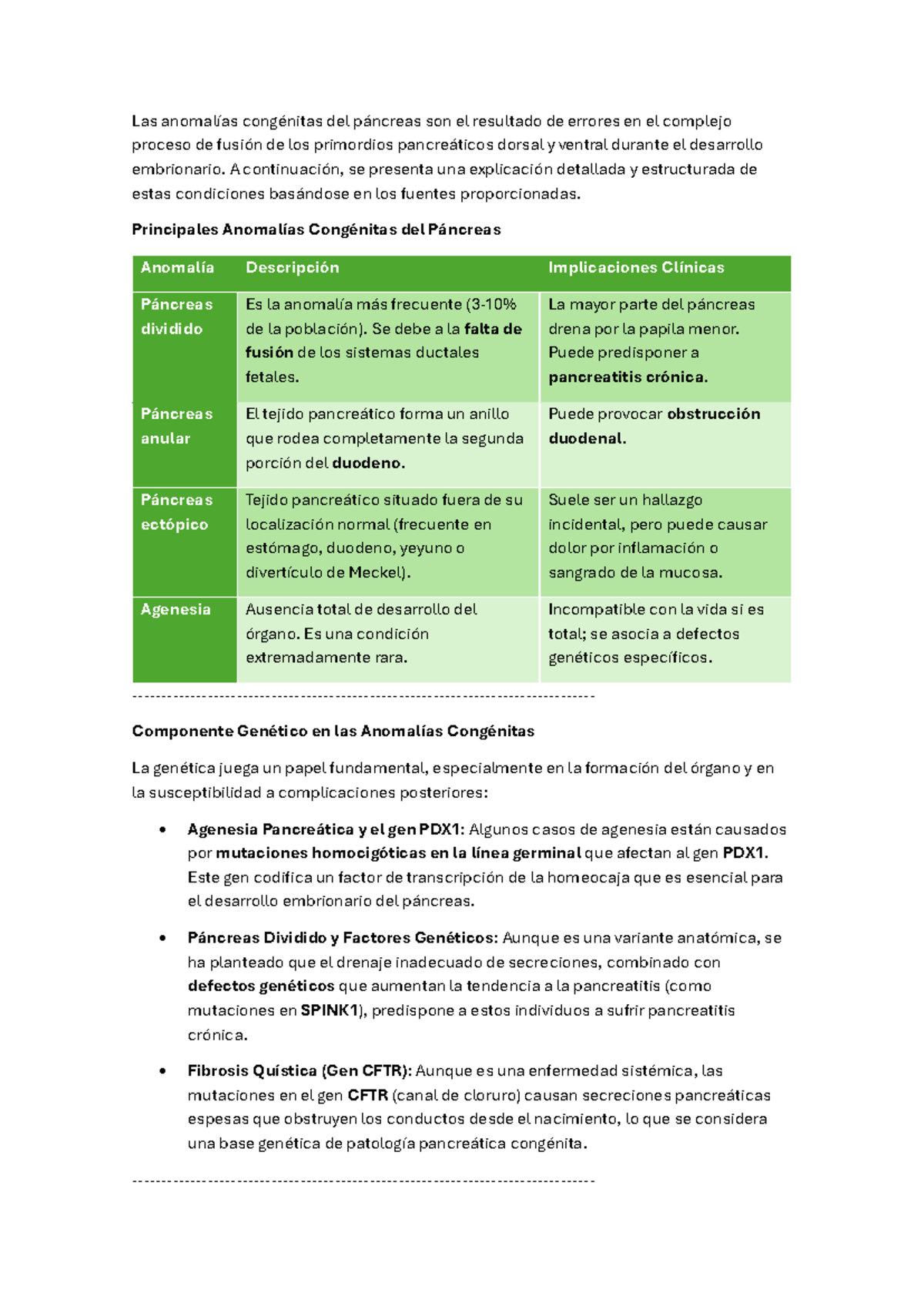 Anomalías Congénitas y Patología del Páncreas: Estudio Completo (MED123 ...
