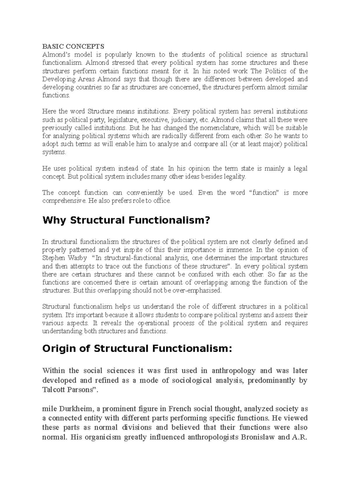 Understanding Structural Functionalism in Political Systems: Key ...