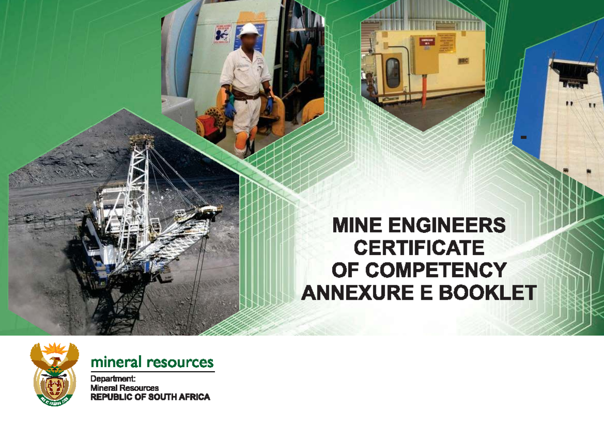 MINE COC: Electrical & Mechanical Engineering Annexure E Booklet - Studocu