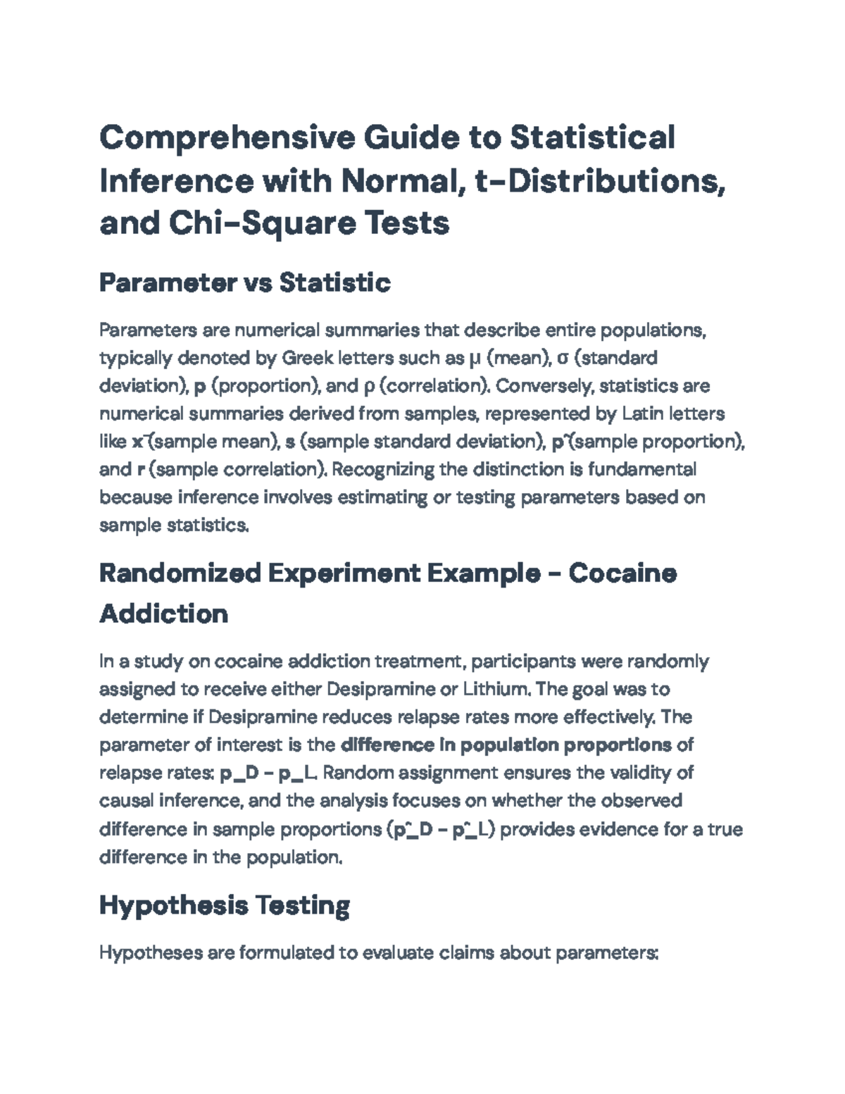 Comprehensive Guide to Statistical Inference: Normal, t, & Chi-Square ...