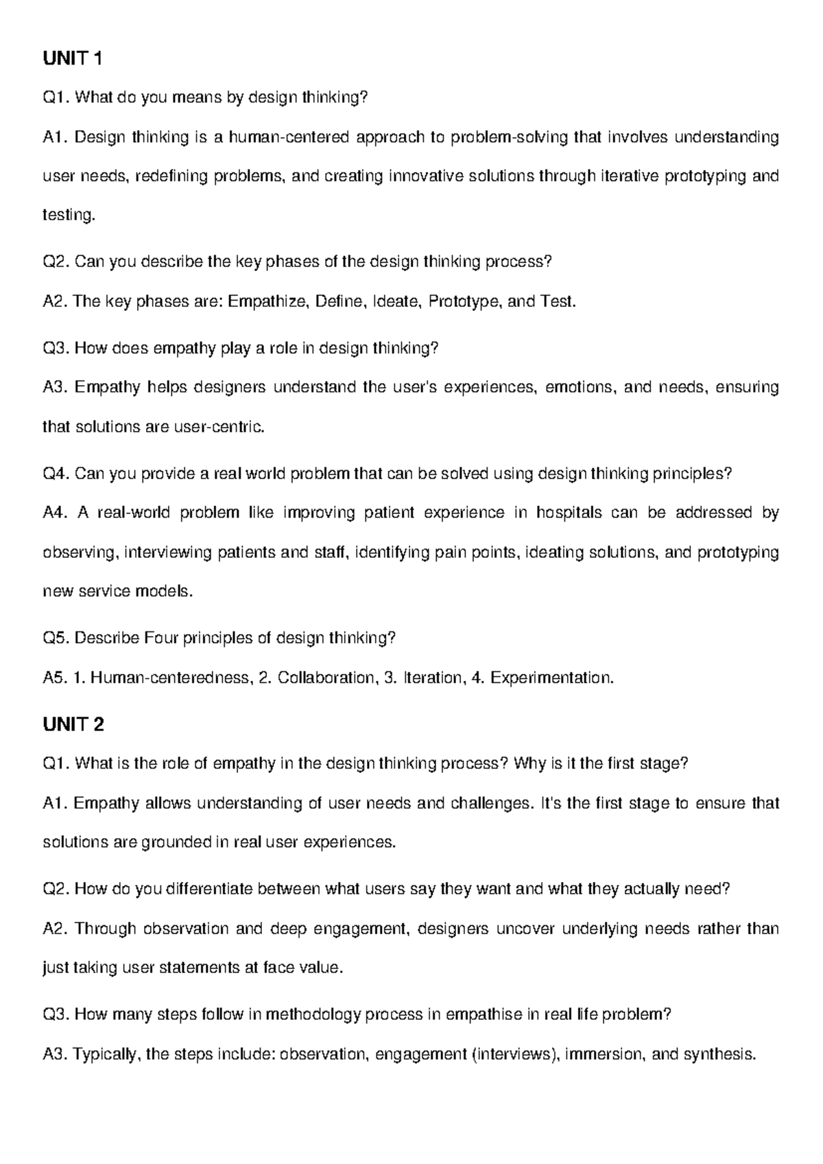 Design Thinking Overview and Key Principles (Course Code: DT101) - Studocu