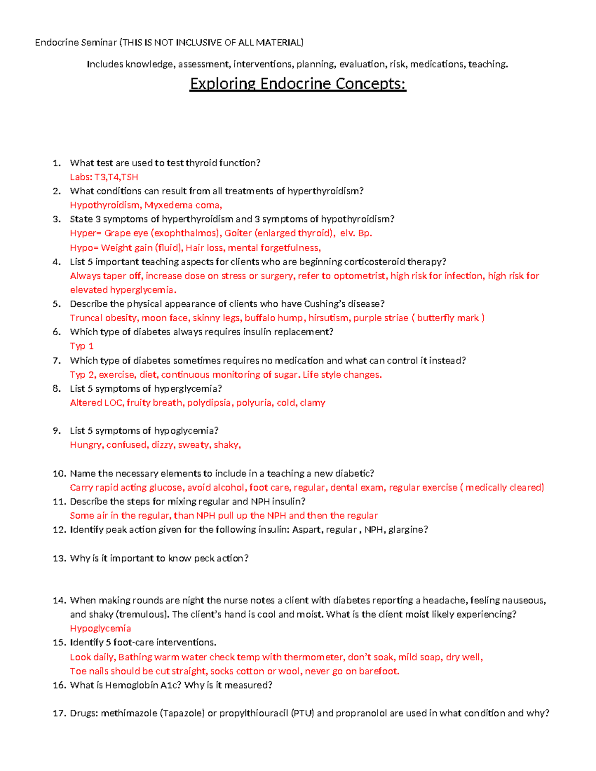Endocrine Exam 2 - Case Study Notes on Thyroid and Diabetes Management ...