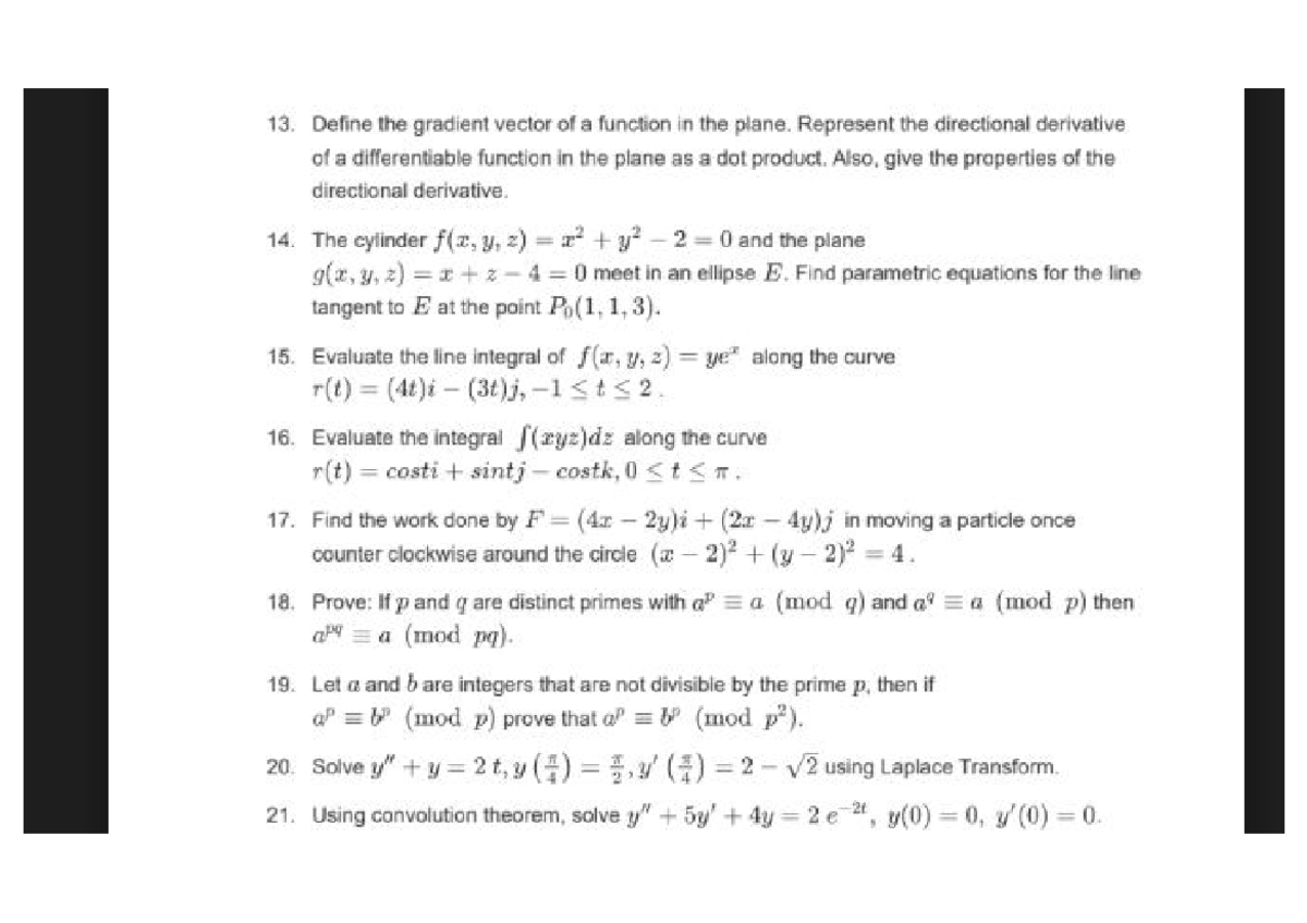 Math 101: Gradient Vectors, Directional Derivatives, and Integrals ...