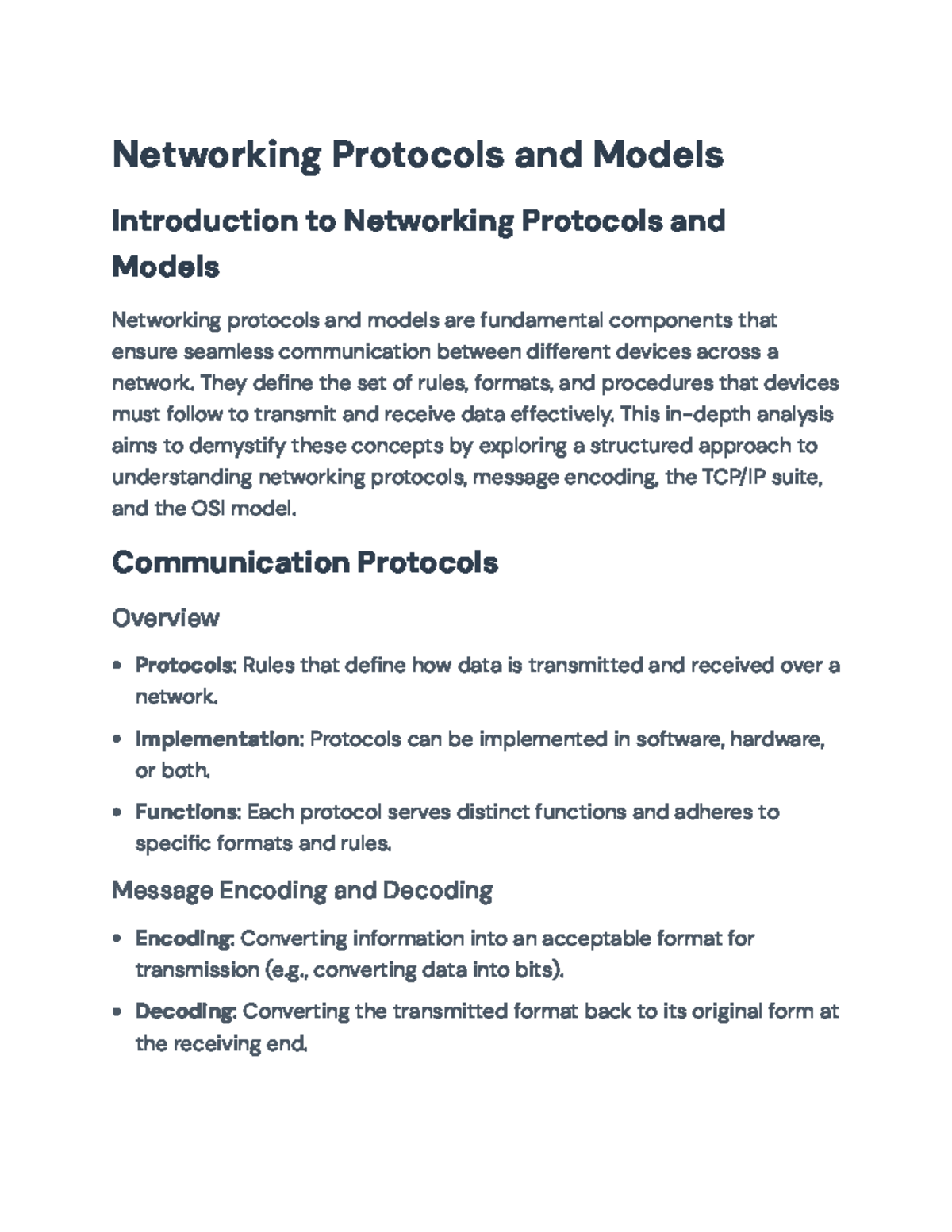 Networking Protocols and Models: Comprehensive Analysis - Networking ...