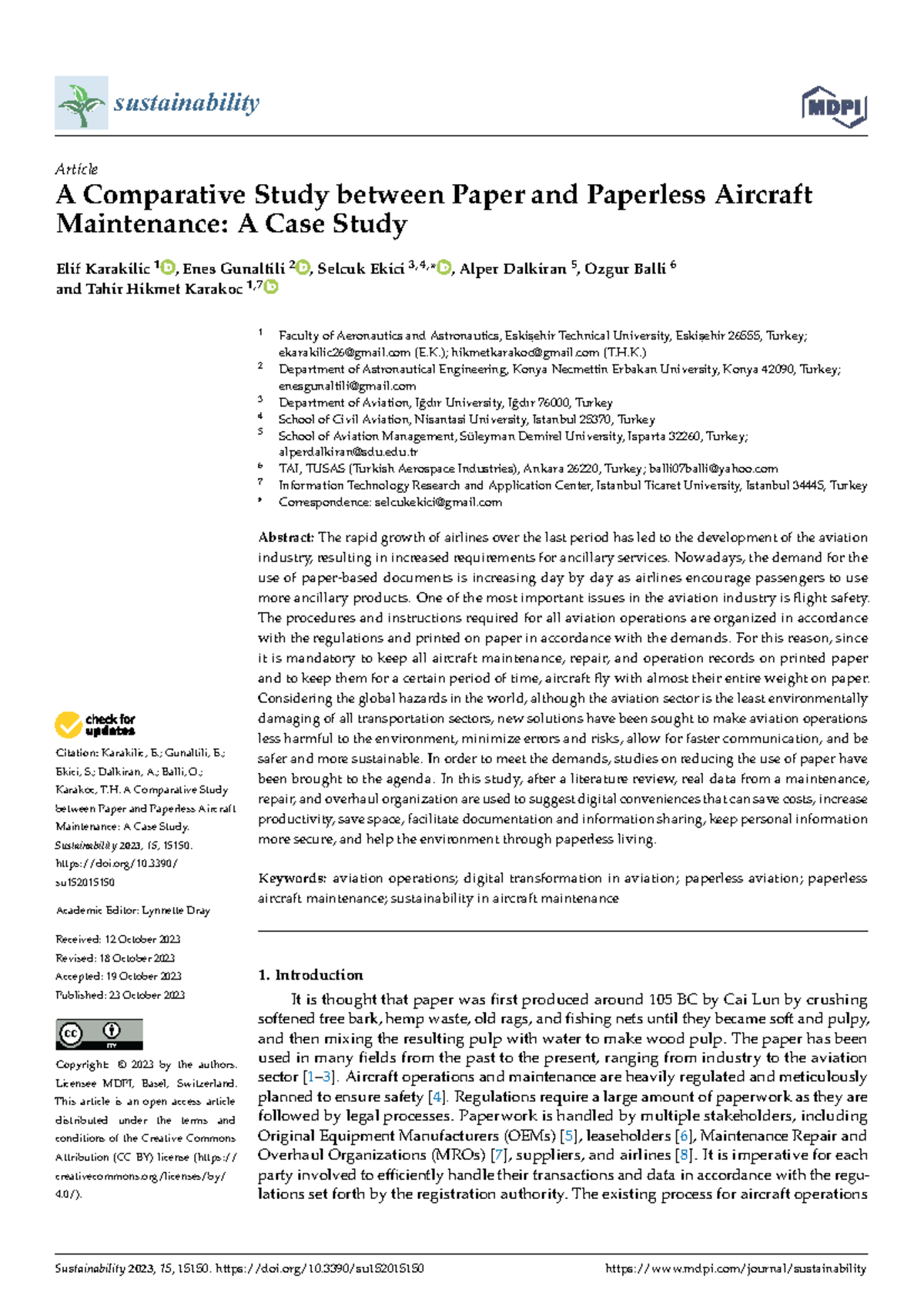A Comparative Study of Paper vs. Paperless Aircraft Maintenance: A Case ...