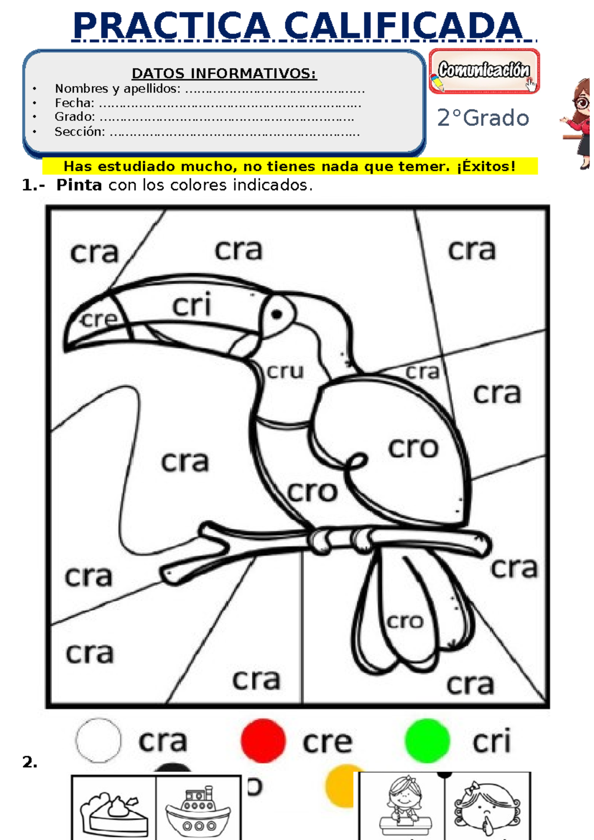 2° Ficha Práctica: Trabajamos con las Sílabas CRA, CRE, CRI, CRO y CRU ...