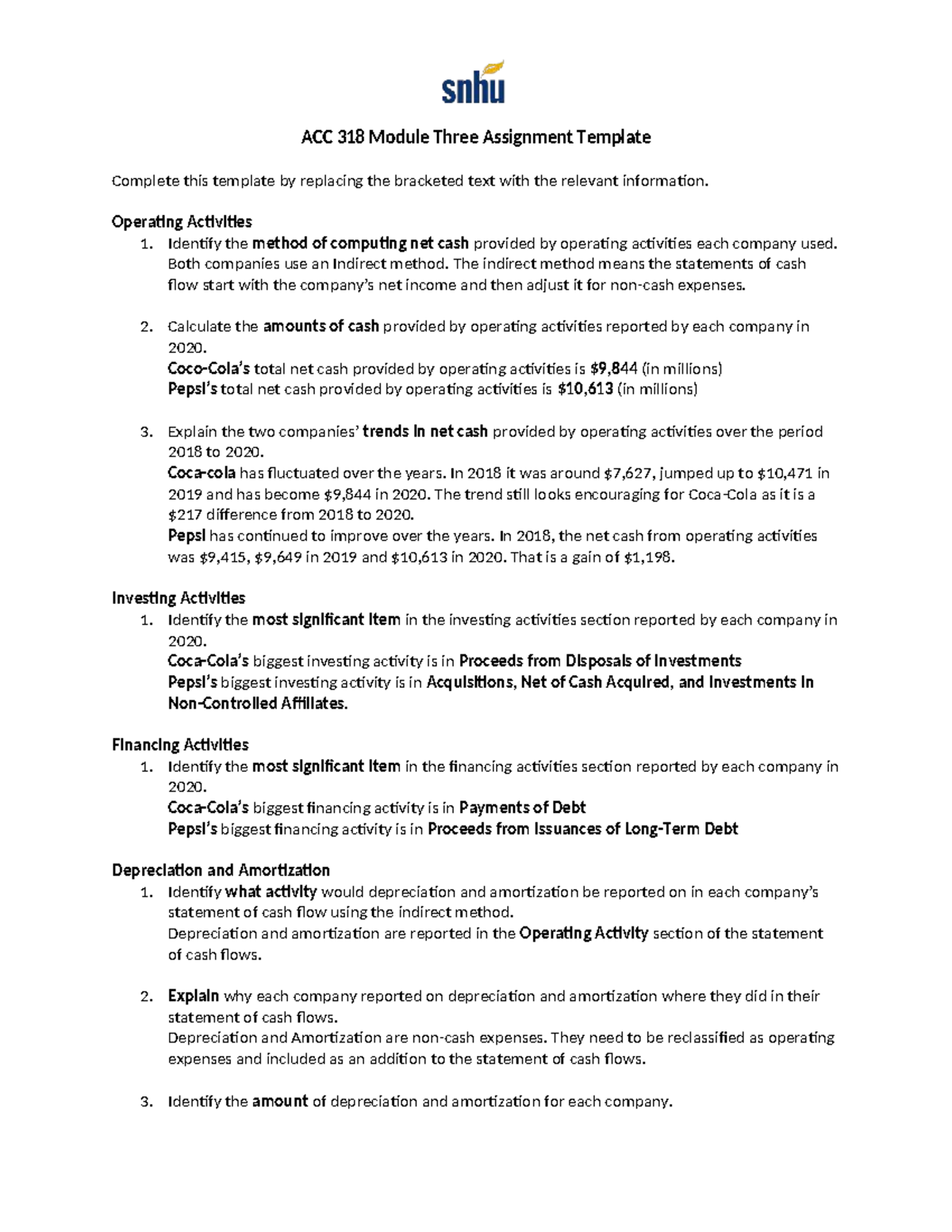 ACC 318 Cash Flow Analysis: Module Three Assignment Guide - Studocu