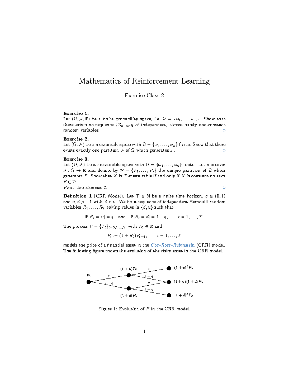 TUM RL Sheet 02 - maths of rl - Mathematics of Reinforcement Learning ...