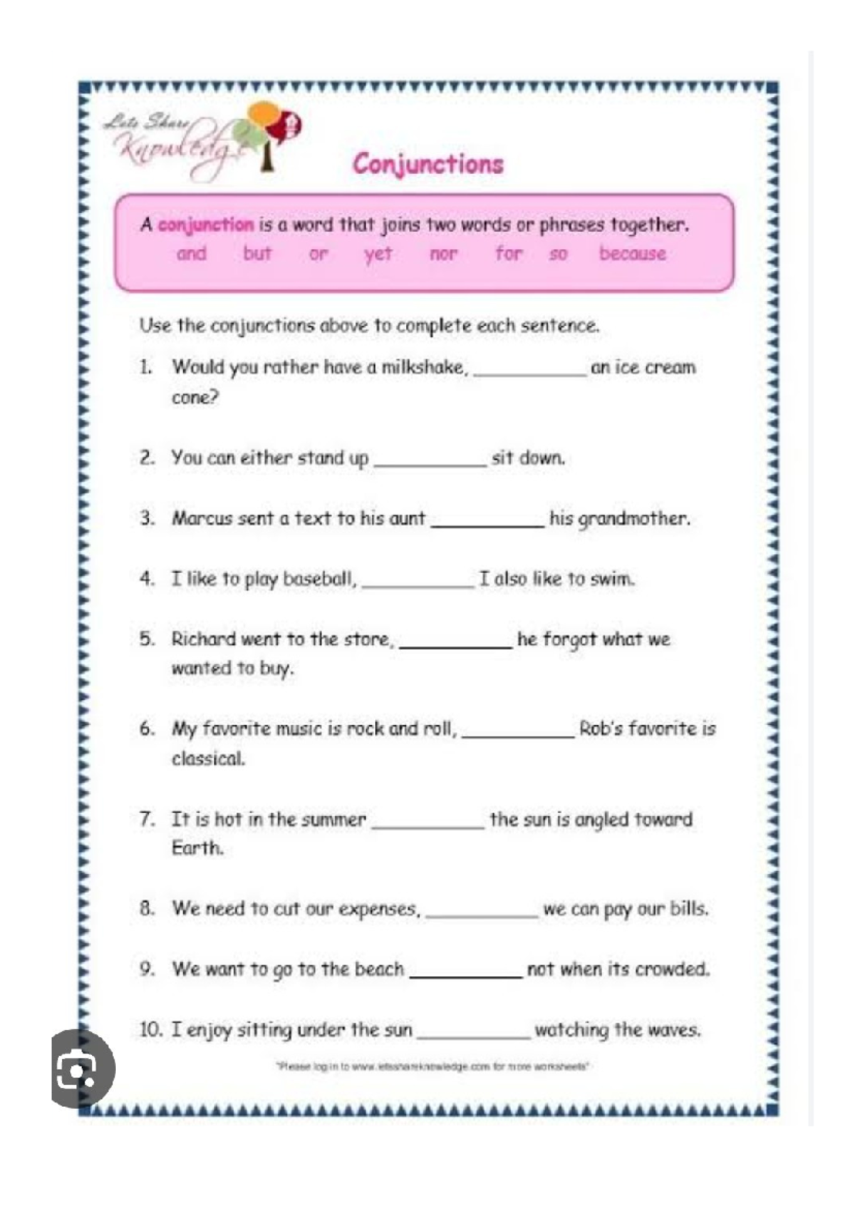 Conjunction Worksheets: Practice Joining Words and Phrases - Studocu