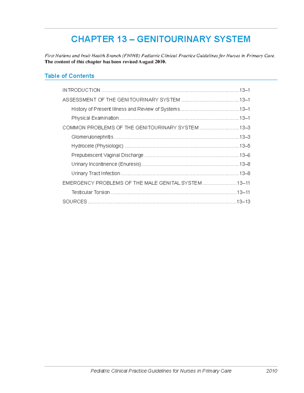 CHAPTER 13: GENITOURINARY SYSTEM - Pediatric Clinical Guidelines (FNIHB ...