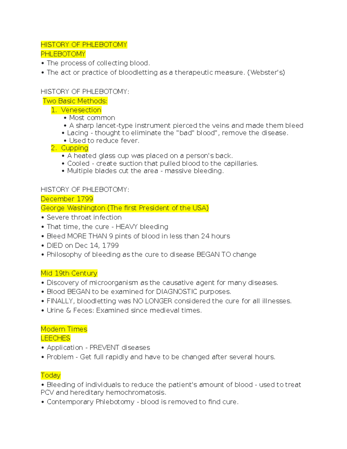Phlebotomy: An Extensive Overview (HIST 101) - Studocu