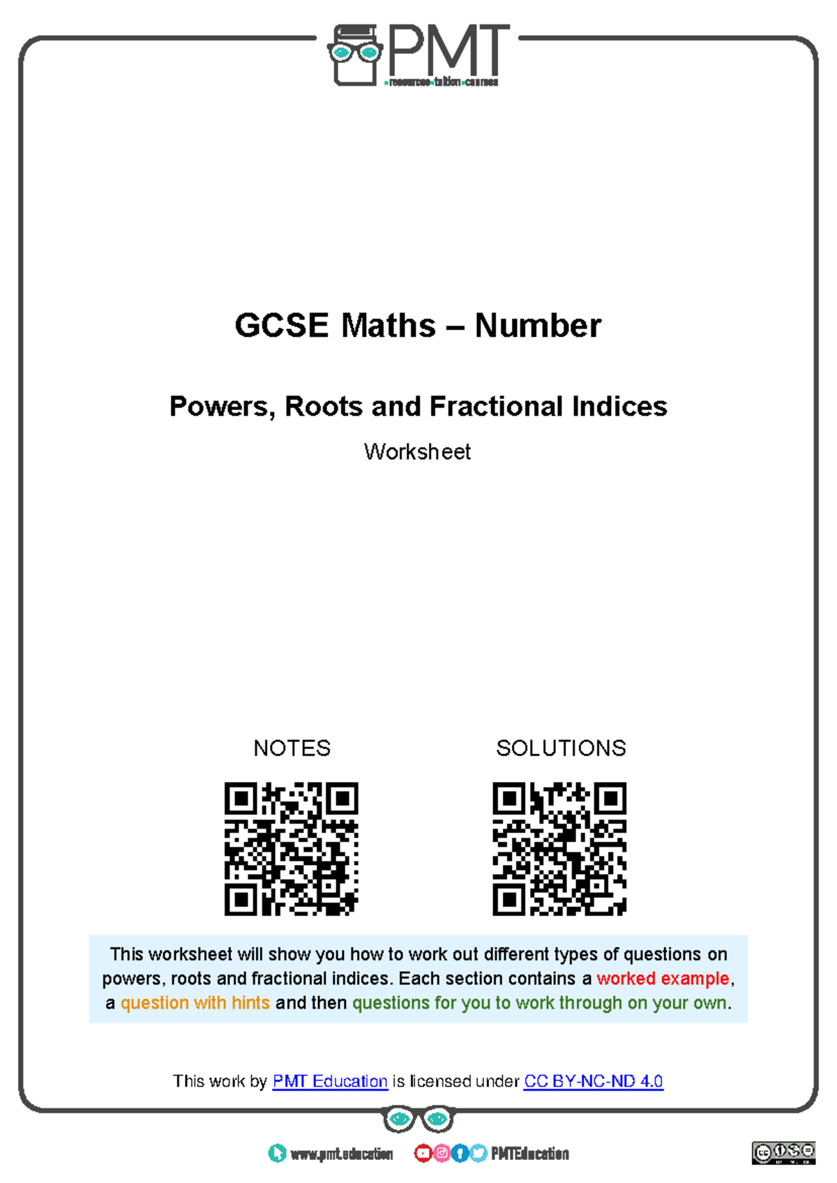 GCSE Maths: Powers, Roots & Fractional Indices Worksheet Notes - Studocu