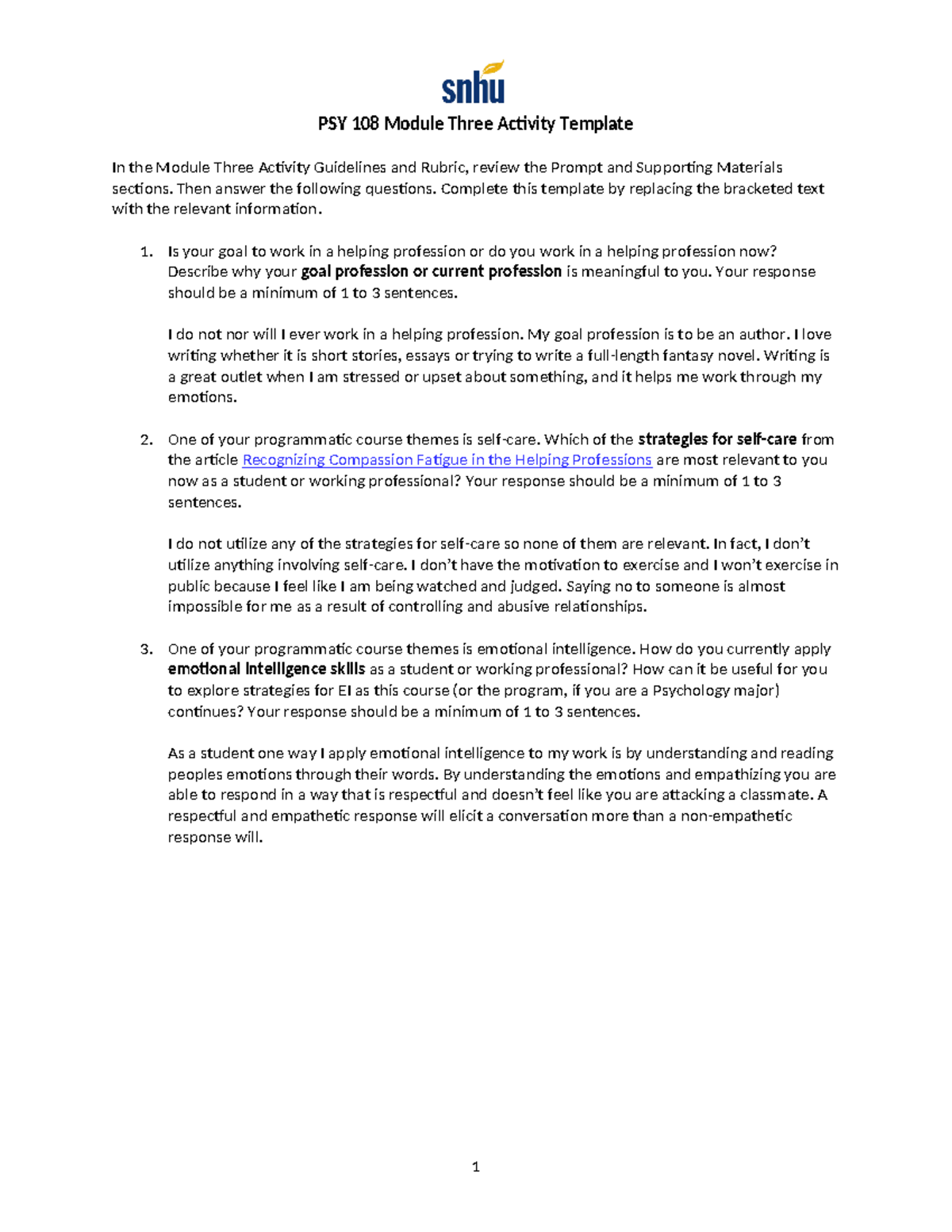 Week3psy - Week 3 - PSY 108 Module Three Activity Template In the ...