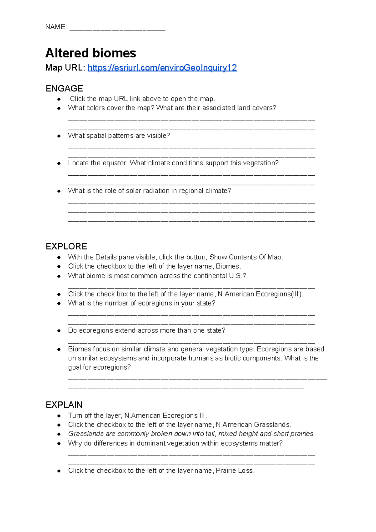 Altered Biomes Activity: Exploring U.S. Ecoregions and Climate Patterns ...
