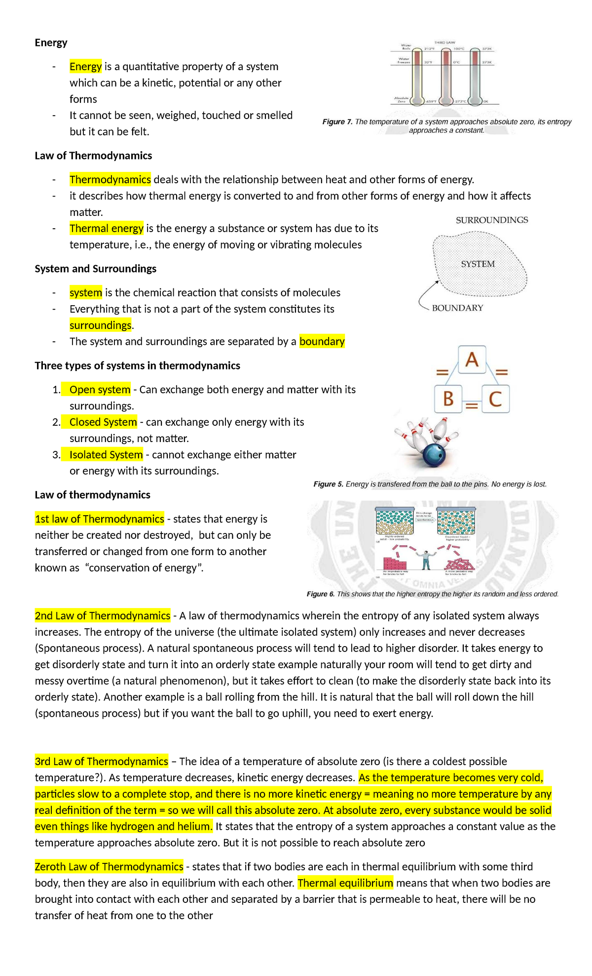 Thermodynamics and Energy: Key Concepts and Laws (CHEM REV) - Studocu