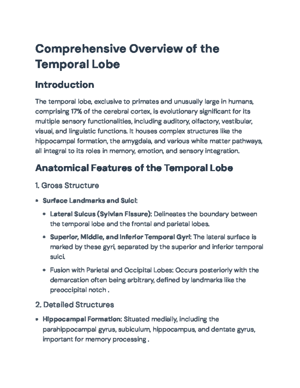 Comprehensive Overview of the Temporal Lobe: Structure and Function ...