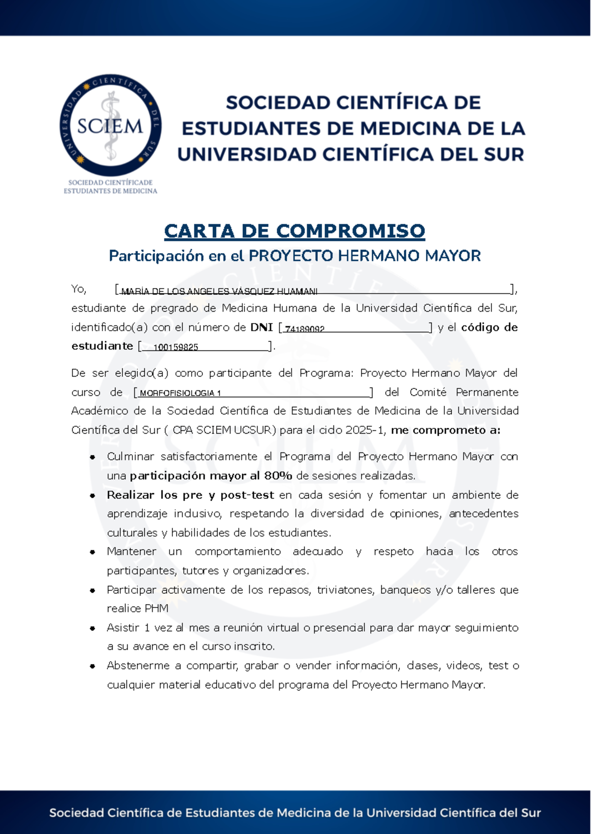 [Formato] Carta de Compromiso Participantes PHM CPA Sciem Ucsur - CARTA ...