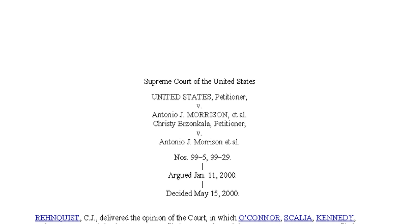 U.S. v. Morrison: Supreme Court Case Analysis and Opinions - Studocu