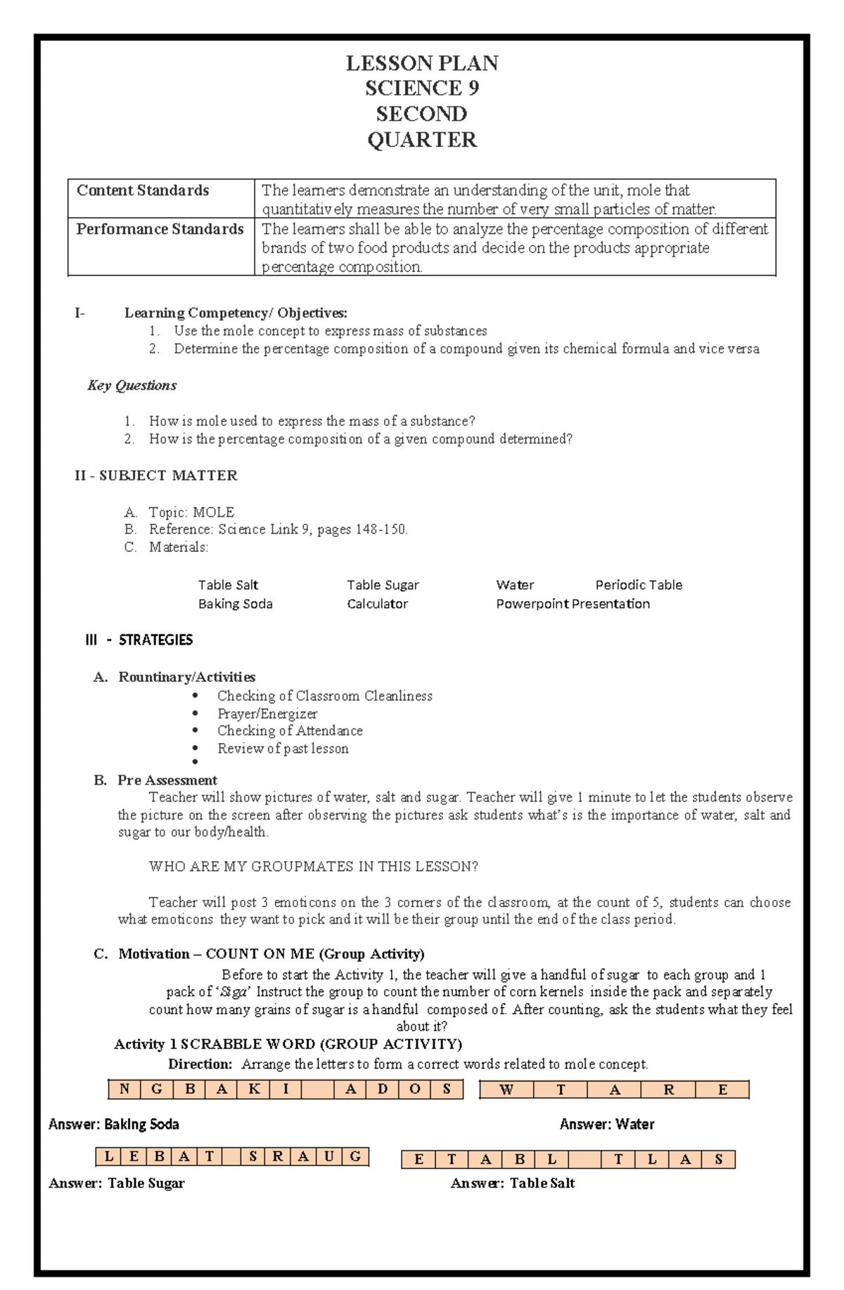 DLP Science 9 Cot - Detailed Lesson Plan on Energy Concepts - Studocu