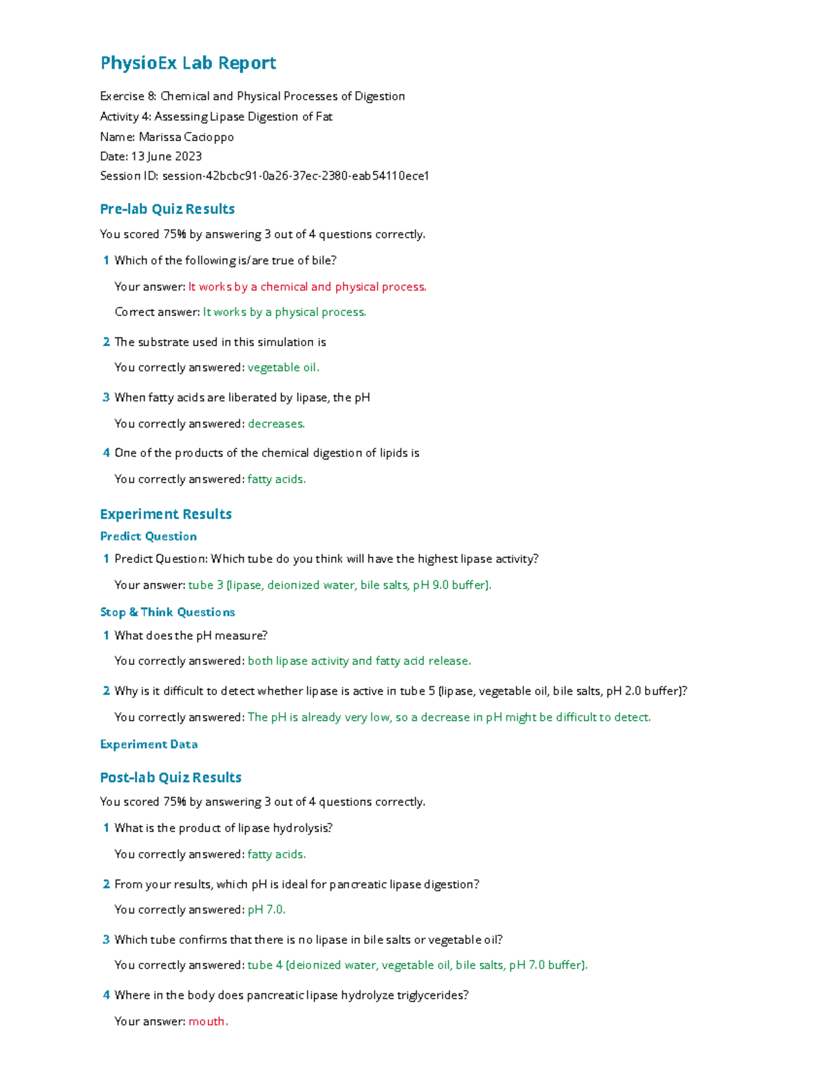 Physio Ex Exercise 8 Activity 4 - PhysioEx Lab Report Exercise 8 ...