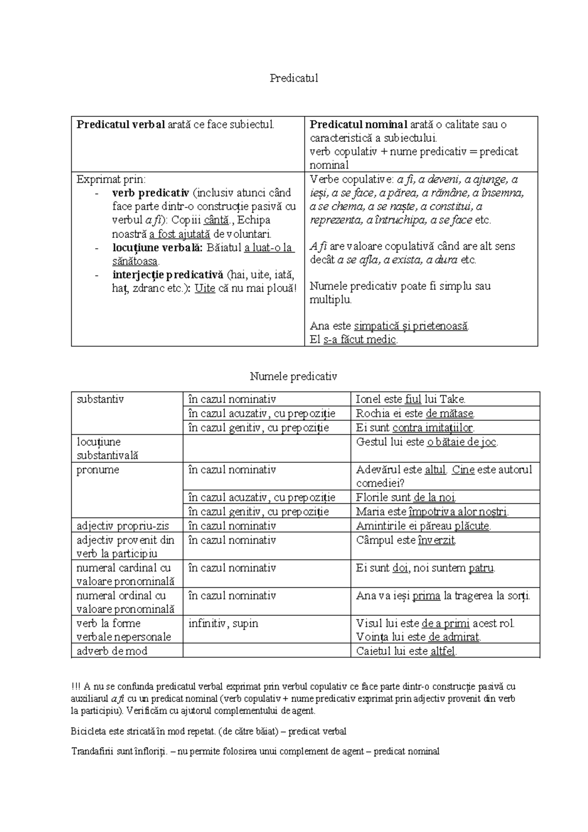 Predicatul: Definiții și Exemple Esențiale pentru Studiu - Studocu