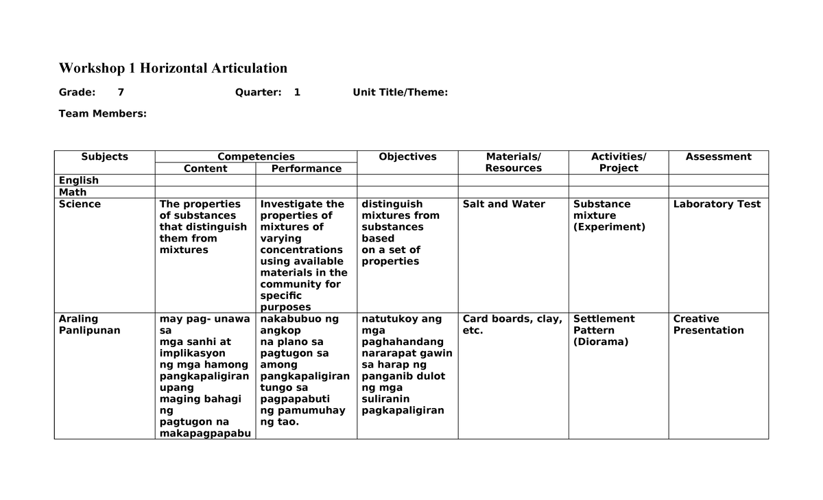 Workshop 1 Horizontal Articulation - Workshop 1 Horizontal Articulation ...
