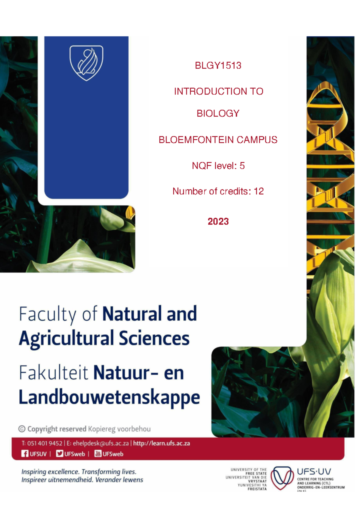 BLGY 1513 ENG 2023 Study guide + prac BFN final - BLGY INTRODUCTION TO ...