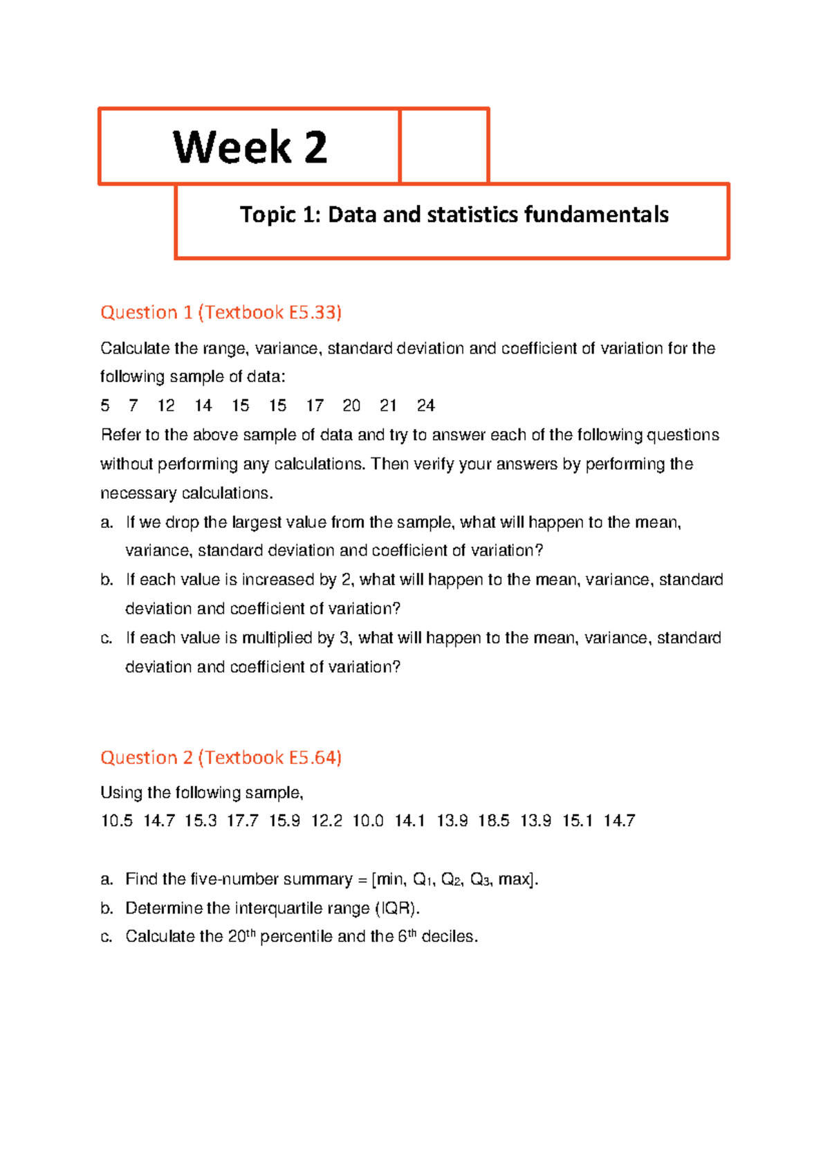 Week+2+-+Tutorial+Exercise - Question 1 (Textbook E5) Calculate the ...