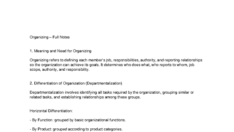 Organizing Full Notes - Summary of Key Concepts and Principles - Studocu