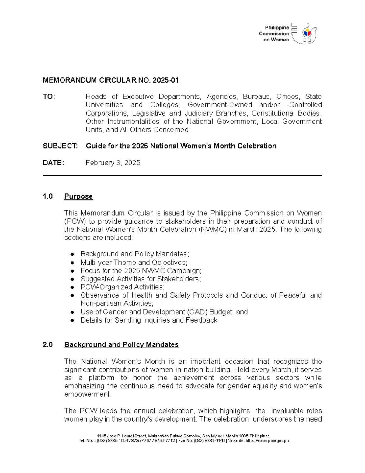 2025 NWMC Memorandum Circular: Guide for National Month Celebration ...