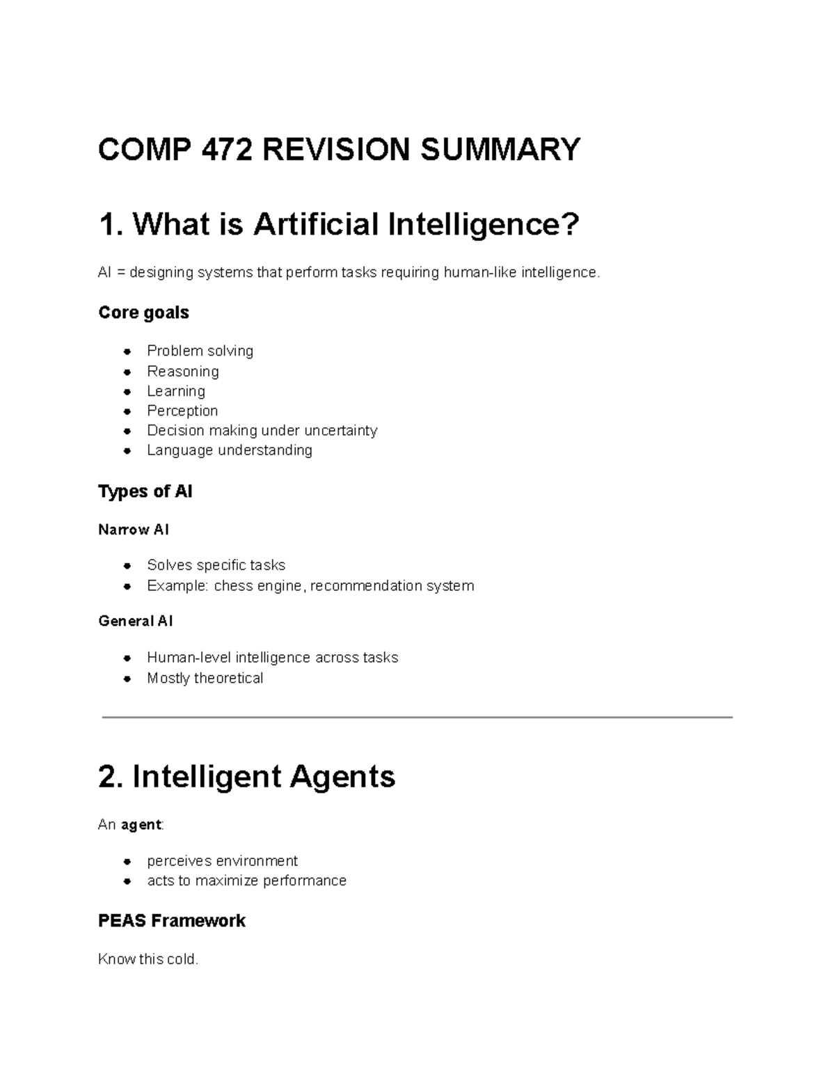 COMP 472 Revision Summary: AI, Chess Engines, and Problem Solving - Studocu