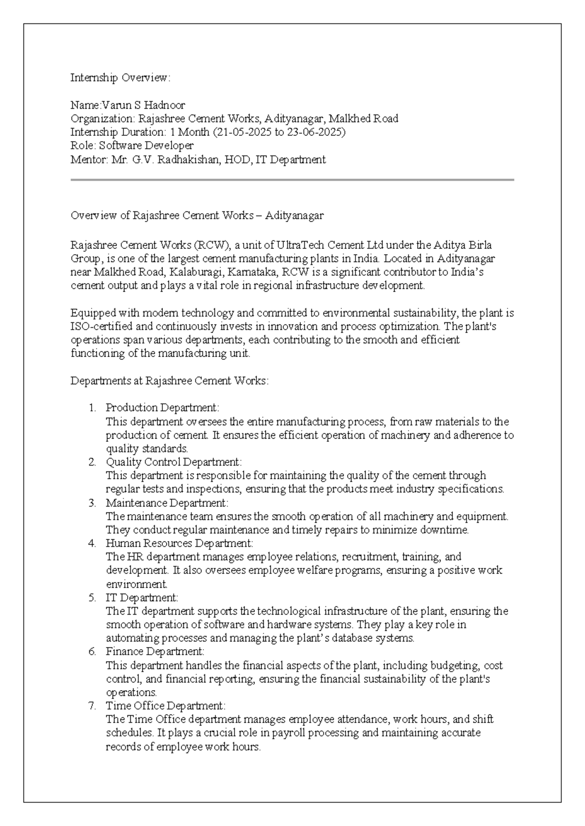 Internship Report: Power BI Dashboards Development at RCW (IT 101 ...