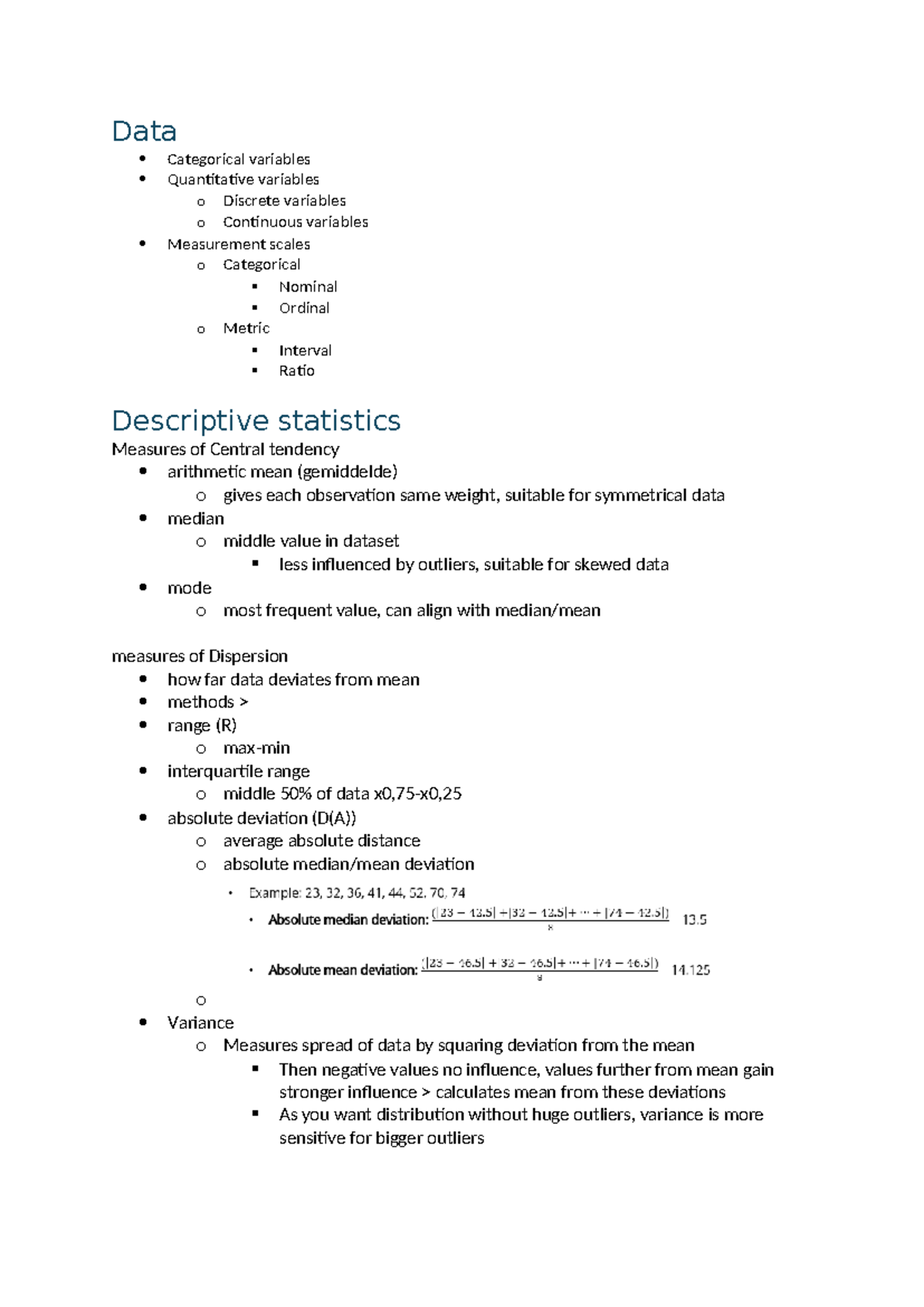 Statistical Concepts: Categorical & Quantitative Variables (Course Code: - Studeersnel