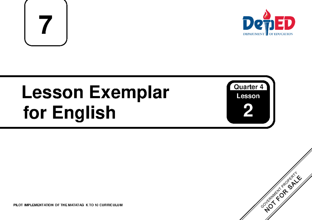 Q4 LE English 7 Lesson 2 Weeks 3-5 - PILOT IMPLEMENTATION OF THE MATATAG K TO 10 CURRICULUM ...