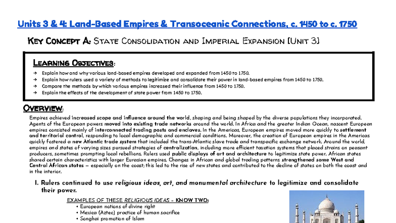 Key Concepts of Land-Based Empires & Global Interactions (Units 3 & 4 ...