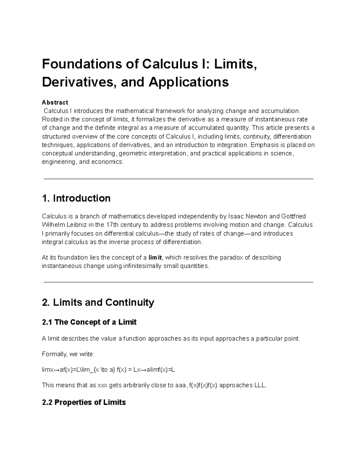 Foundations of Calculus I: Limits, Derivatives & Integrals Overview ...