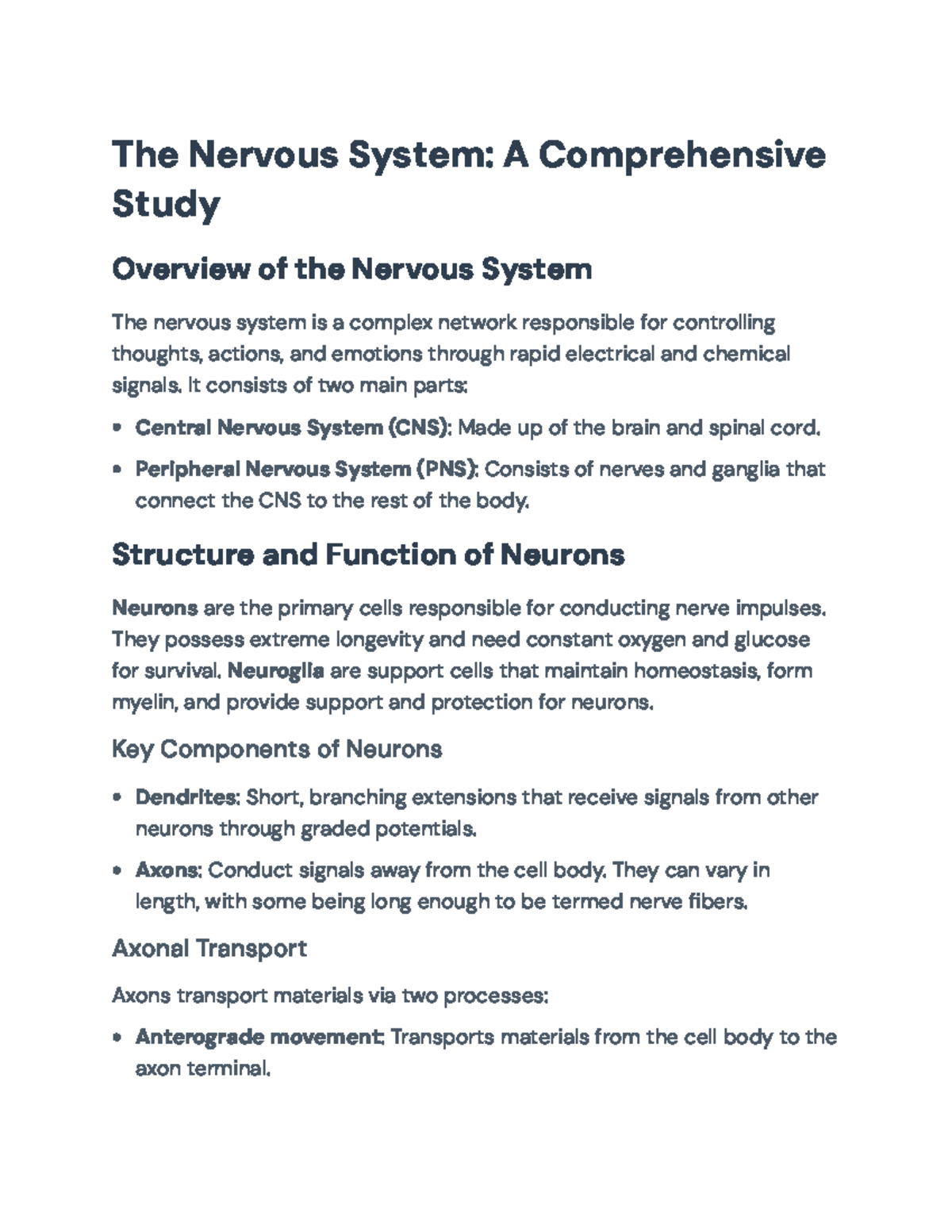 Nervous System Overview: Key Functions and Mechanisms (BIO 101) - The ...