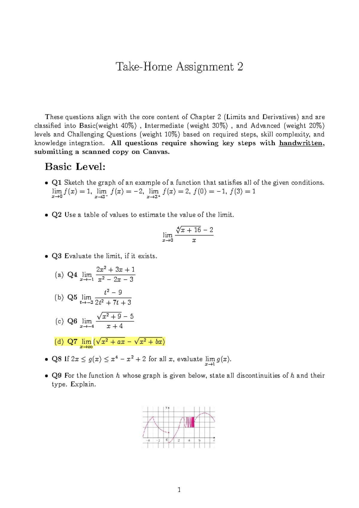 HW-2-DG: Assignment 2 - Limits and Derivatives Questions - Studocu
