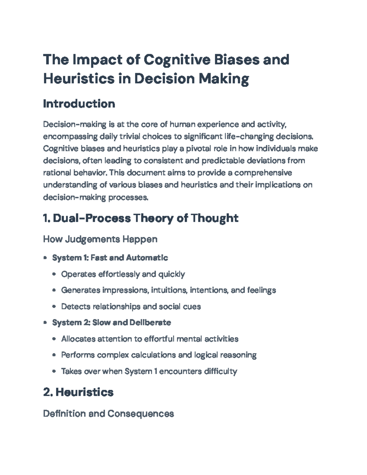 Understanding Cognitive Biases and Heuristics in Decision Making - The ...