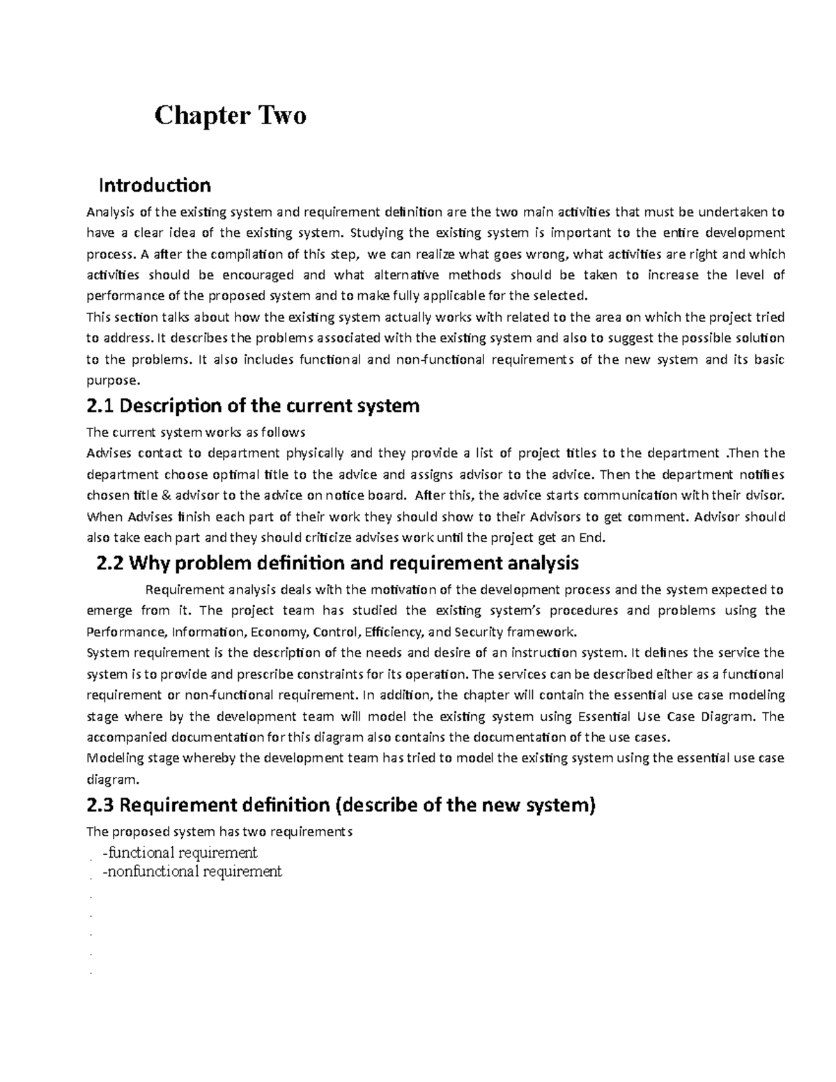 Analysis of System Requirements and Use Cases - Chapter 2 (CS101) - Studocu